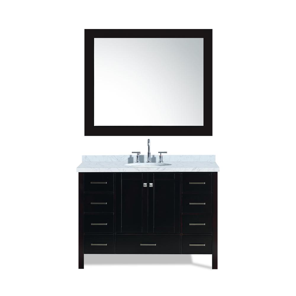 Ariel Cambridge 49 in. Bath Vanity in Espresso with Marble Vanity Top ...