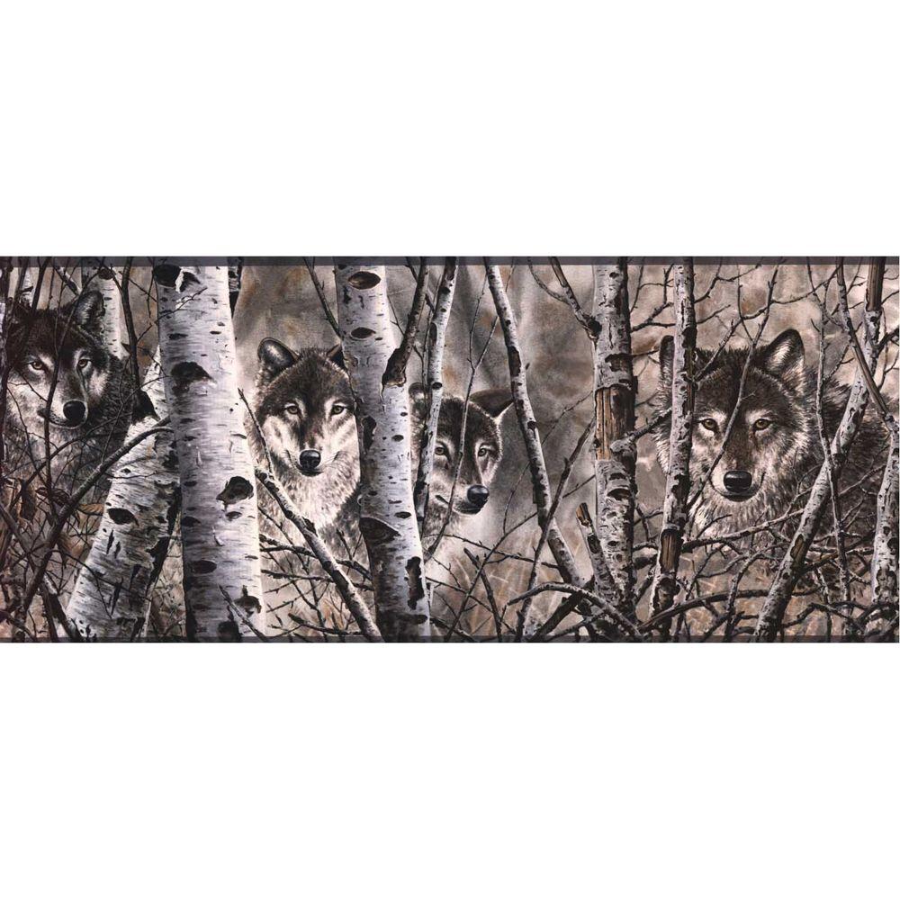 York Wallcoverings Lake Forest Lodge Wolves Wallpaper Border-WD4170B ...