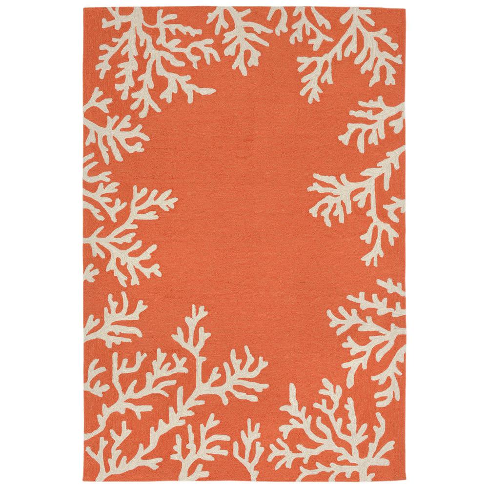 Lucca Sea Flower Orange 8 ft. x 10 ft. Indoor/Outdoor Area Rug ...