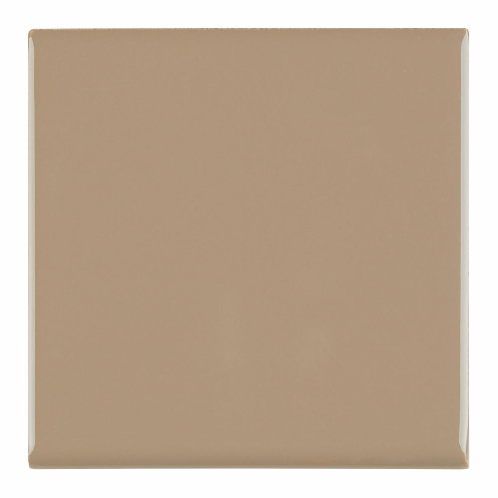 Daltile Semi-Gloss Elemental Tan 4-1/4 in. x 4-1/4 in. Ceramic Bullnose ...