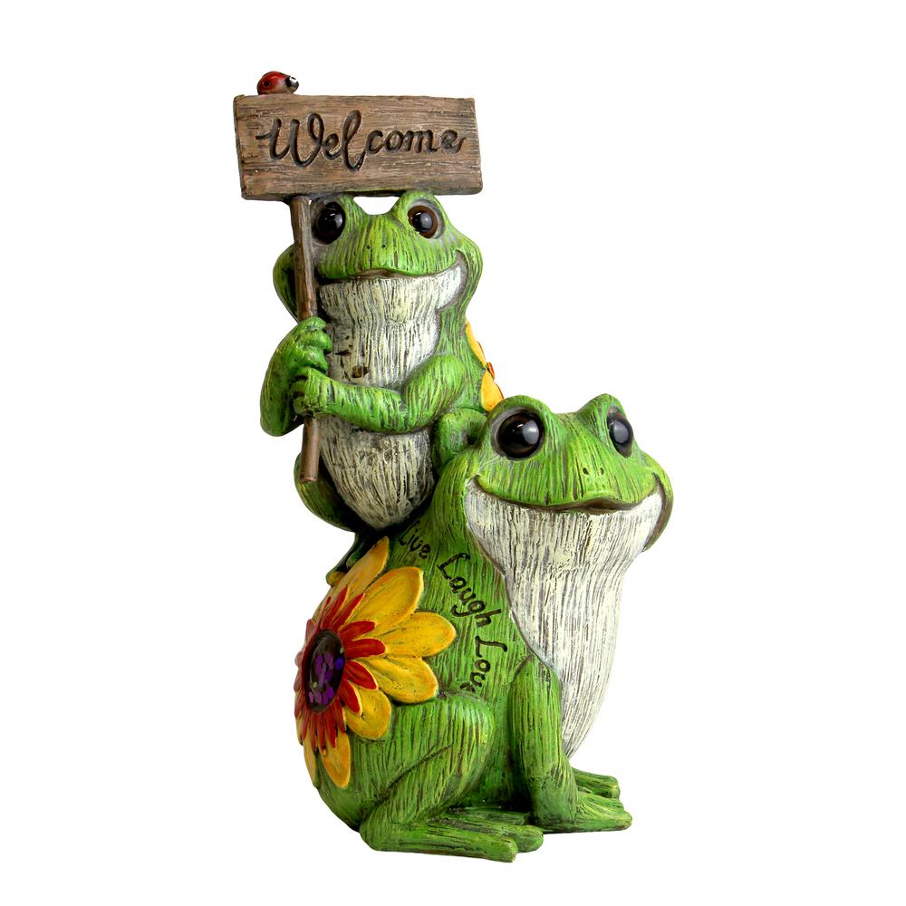 Exhart Frogs with Welcome Sign Statue-18360-RS - The Home Depot
