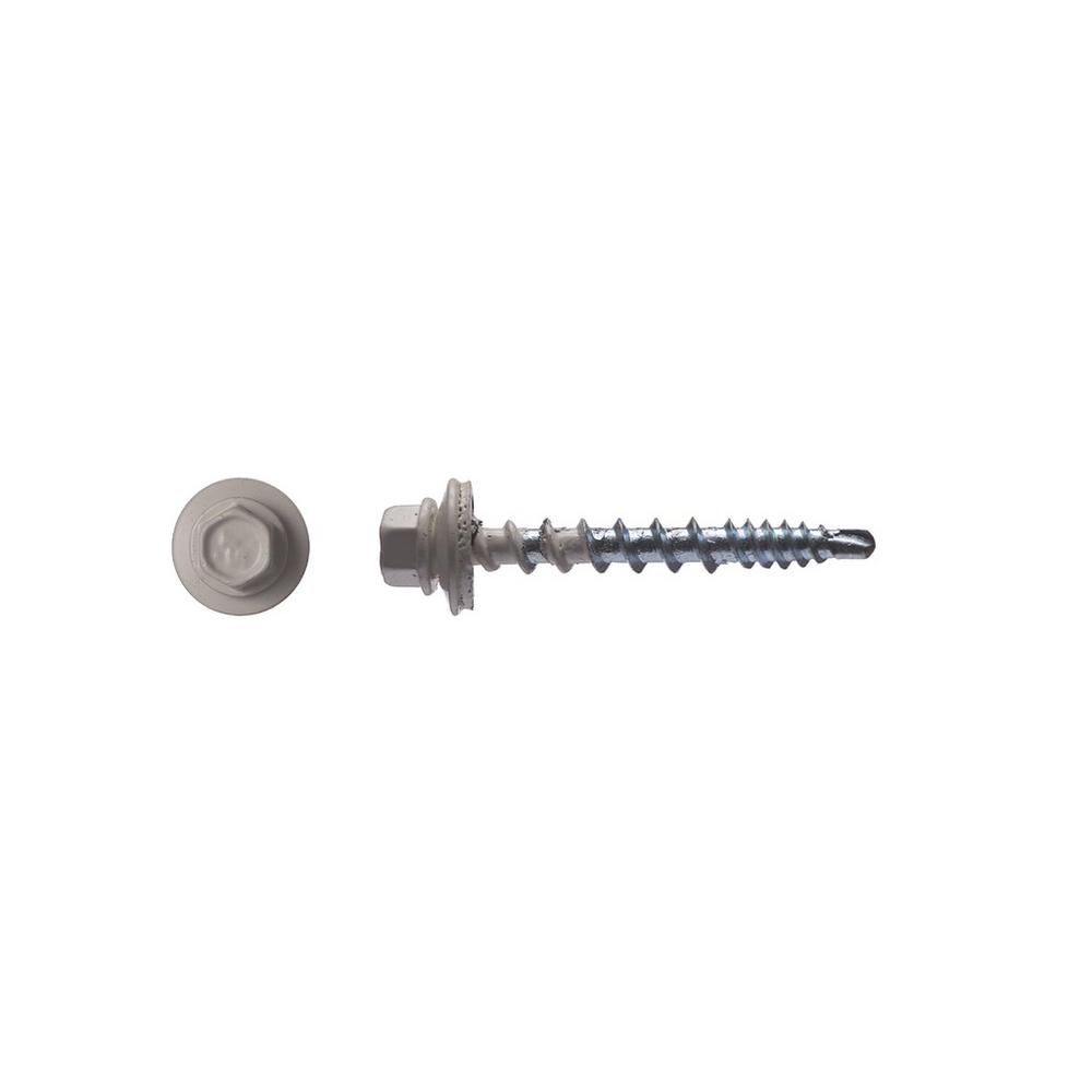 BIG TIMBER #10 x 1-1/2 in. White Hex Washer Head Metal to Wood Screw ...