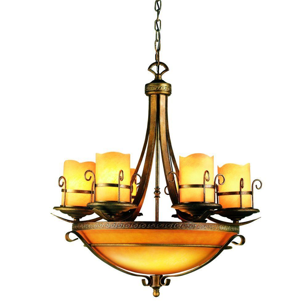 Eurofase Rustico Collection 9-Light Antique Gold Chandelier-14578-014 ...