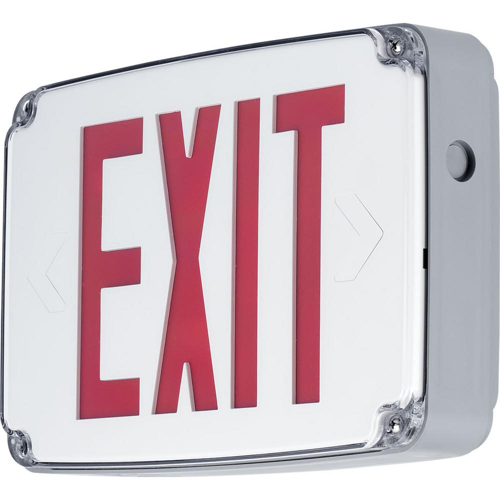 Progress Lighting 120-Volt White Integrated LED Exit Sign-PEWLE-DR-30 ...