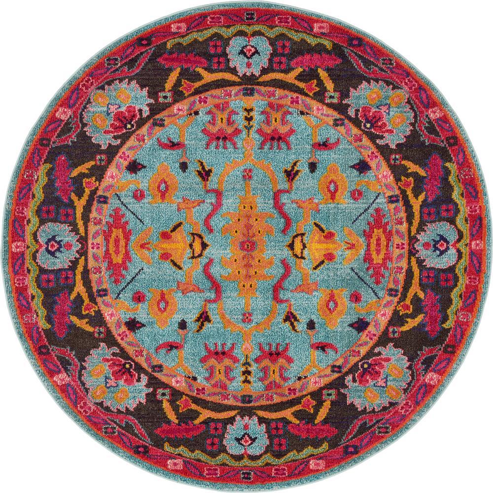 Unique Loom Medici Salamanca Turquoise 6' 0 x 6' 0 Round Rug-3119849 ...
