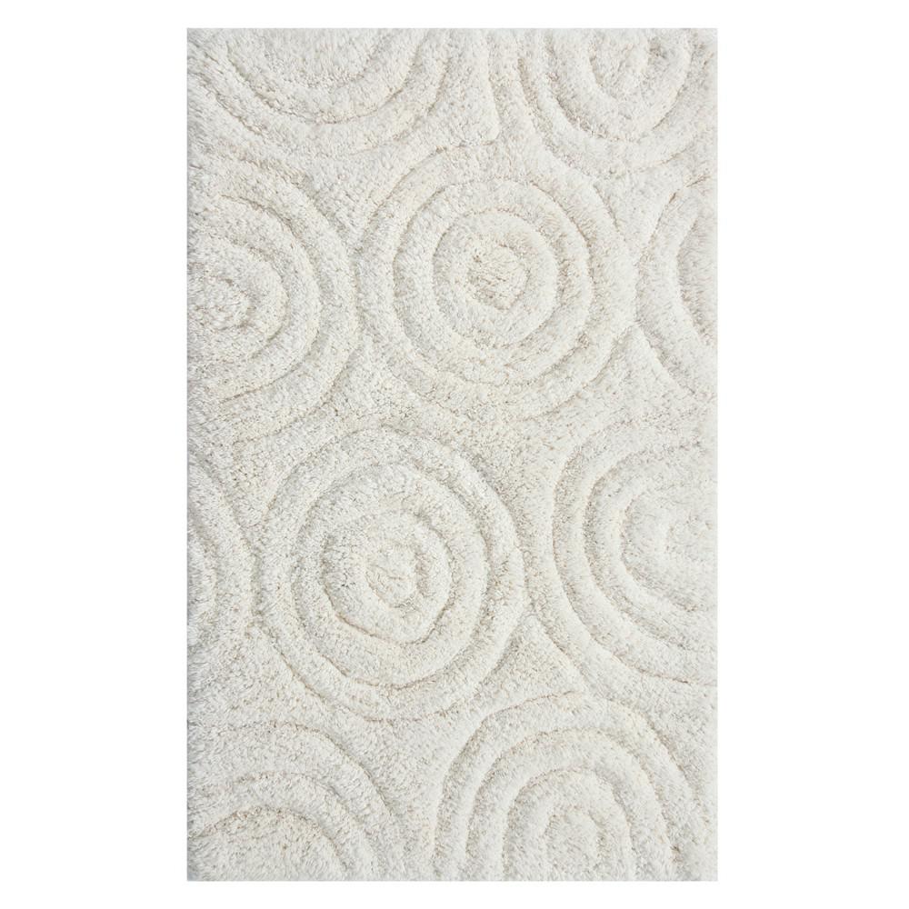 PERTHSHIRE Ivory 17 in. x 24 in. Circles Latex Back Bath Rug-17X24-CIRC ...