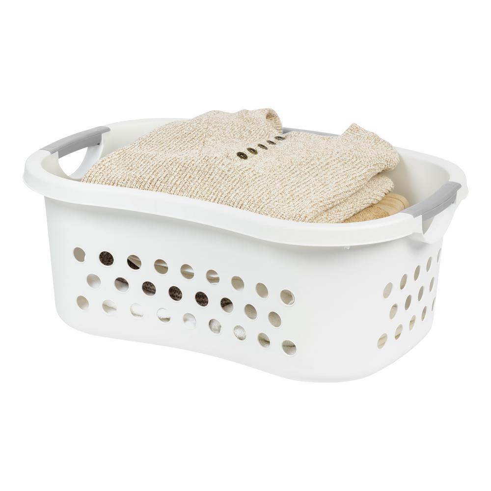 IRIS White Comfort Carry Plastic Laundry Basket-589130 - The Home Depot
