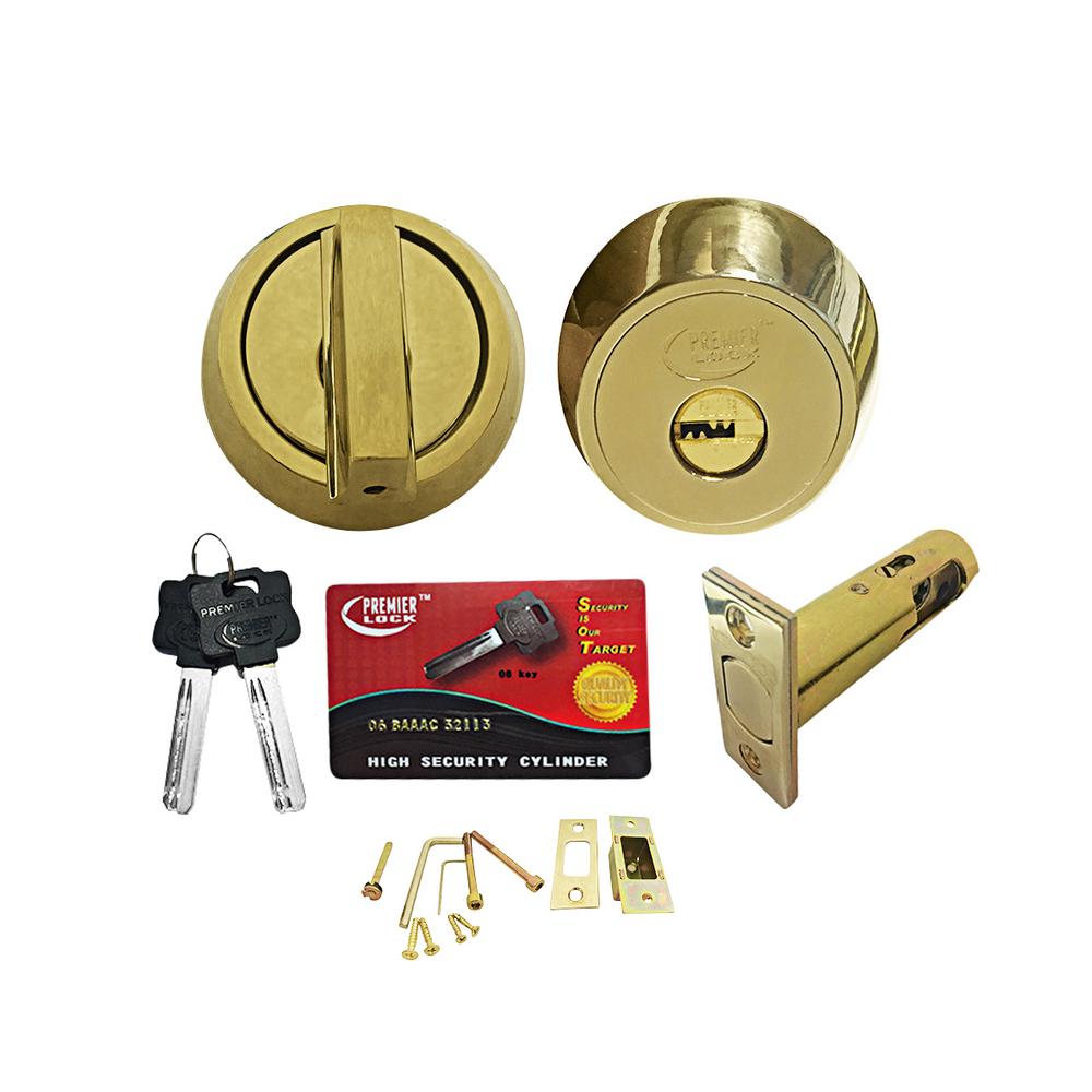 Premier Lock US3 Brass Heavy-Duty High-Security Single Cylinder ...