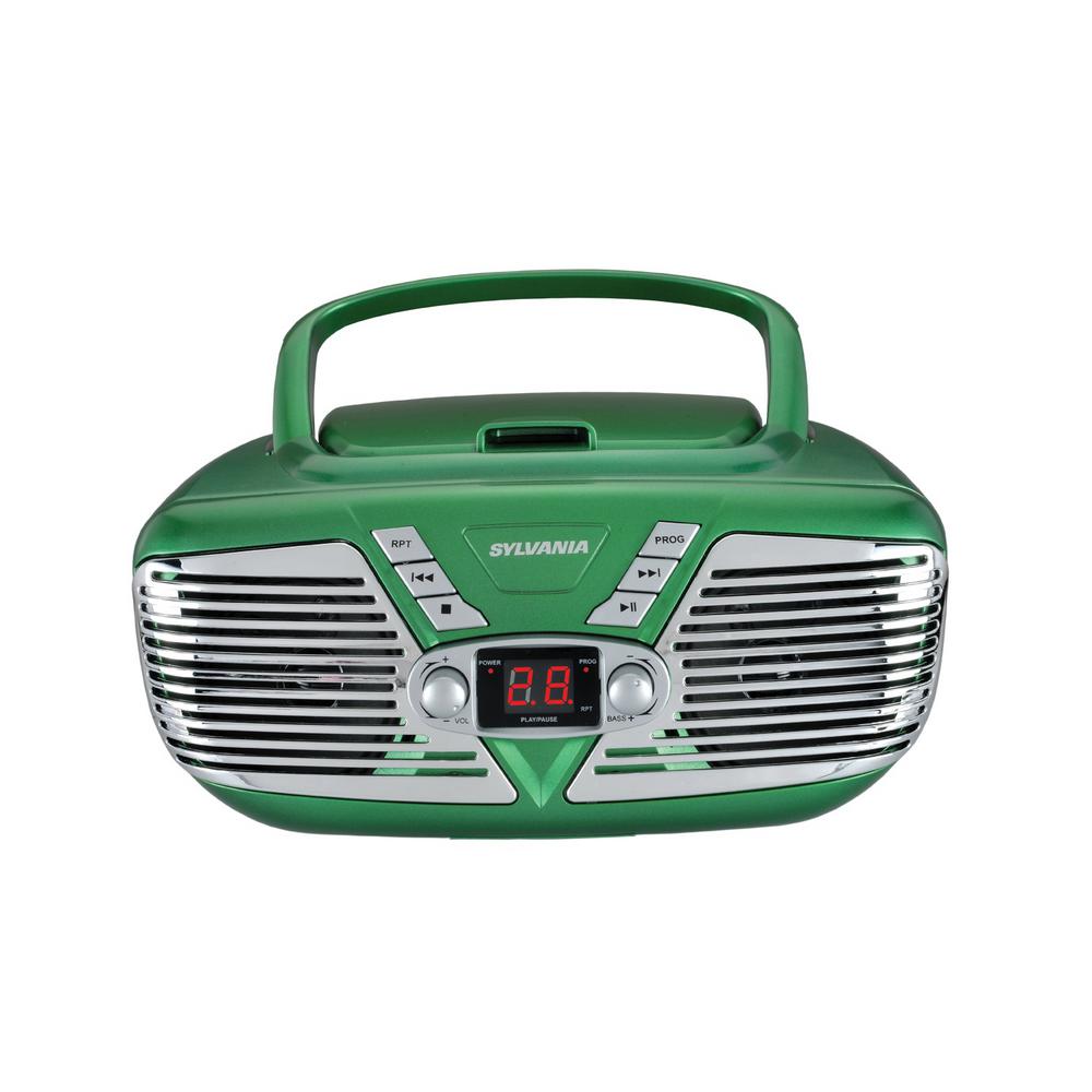 Sylvania Retro Portable CD Radio Boombox in Green-SRCD211-GREEN - The ...