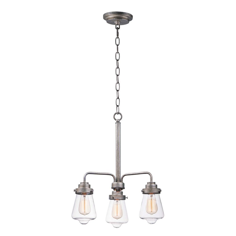 Maxim Lighting Cape Cod 21 in. W 3-Light Weathered Zinc Chandelier with ...