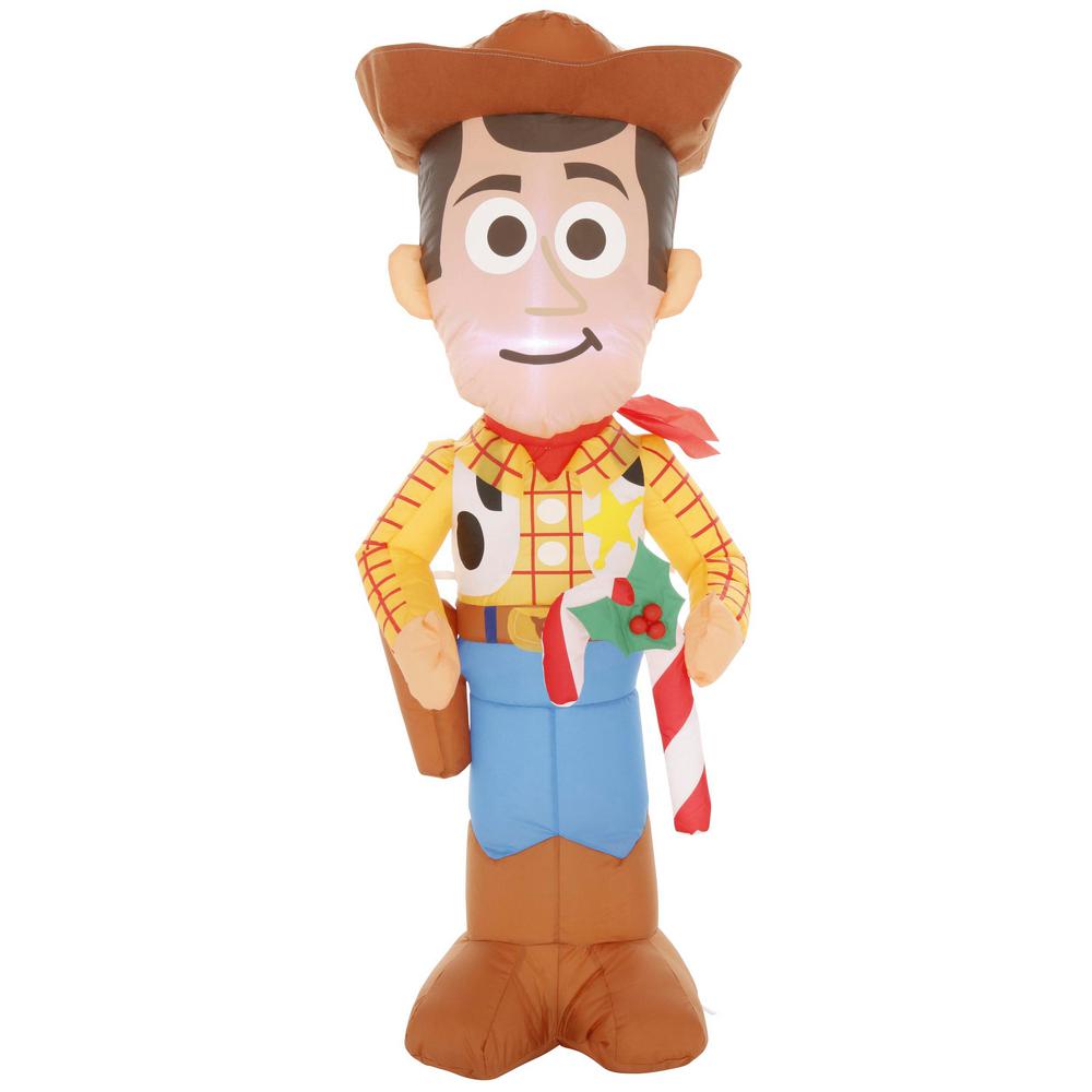 Disney 3.5 ft. Pre-lit Inflatable Airblown Woody with Candy Cane – Deal ...