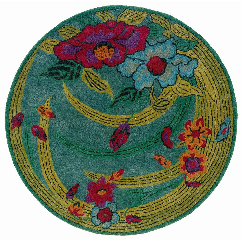 LR Resources Contemporary Blue 3 ft. Plush Indoor Round Area Rug ...