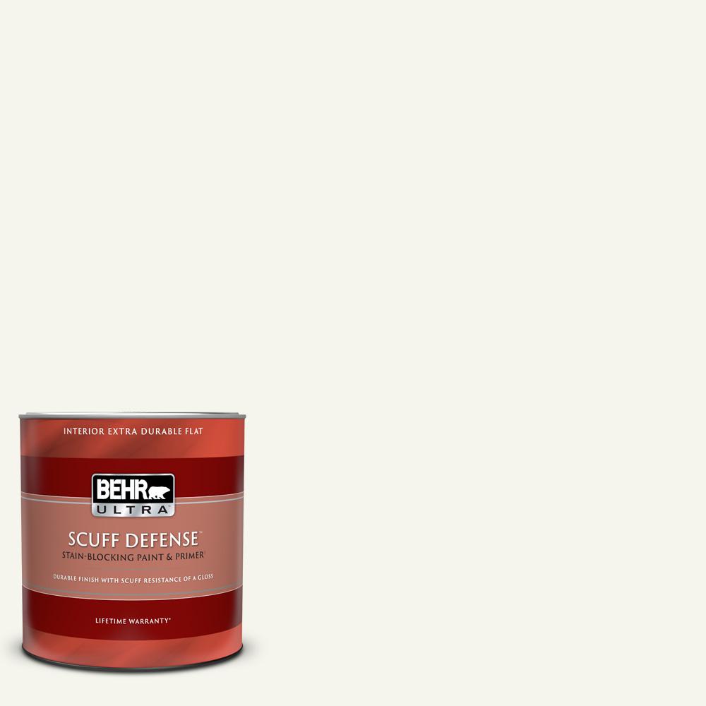 BEHR ULTRA 1 qt. #75 Polar Bear Extra Durable Flat Interior Paint ...