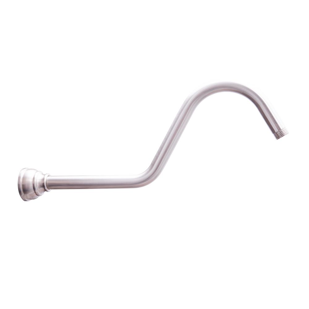 Dyconn 16 in. S Shaped Shower Arm with Flange in Brushed Nickel-WSA0316 ...