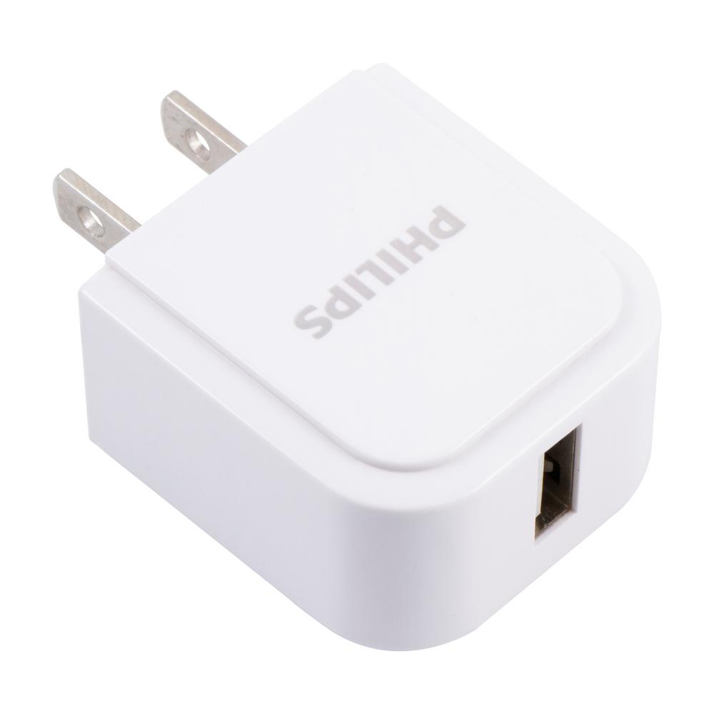 Philips 1.0 Amp 1-Port AC USB Charger, White-DLP2409/37 - The Home Depot