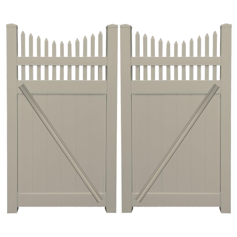 Weatherables Halifax 7.4 ft. W x 5 ft. H Khaki Vinyl Privacy Double ...