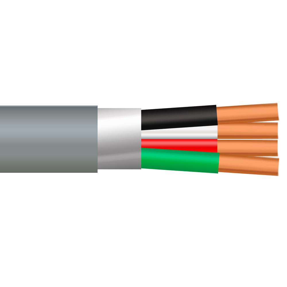 1000 ft. 18/4 Solid Shielded CMR/CL3R Gray Security Cable-5512-PB-GY ...