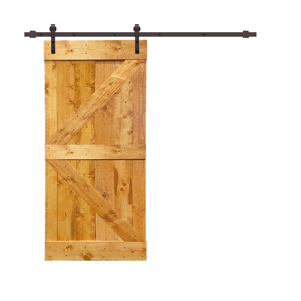 CALHOME K Series 36 in. x 84 in. Pre-Assembled Colonial Maple Stained ...