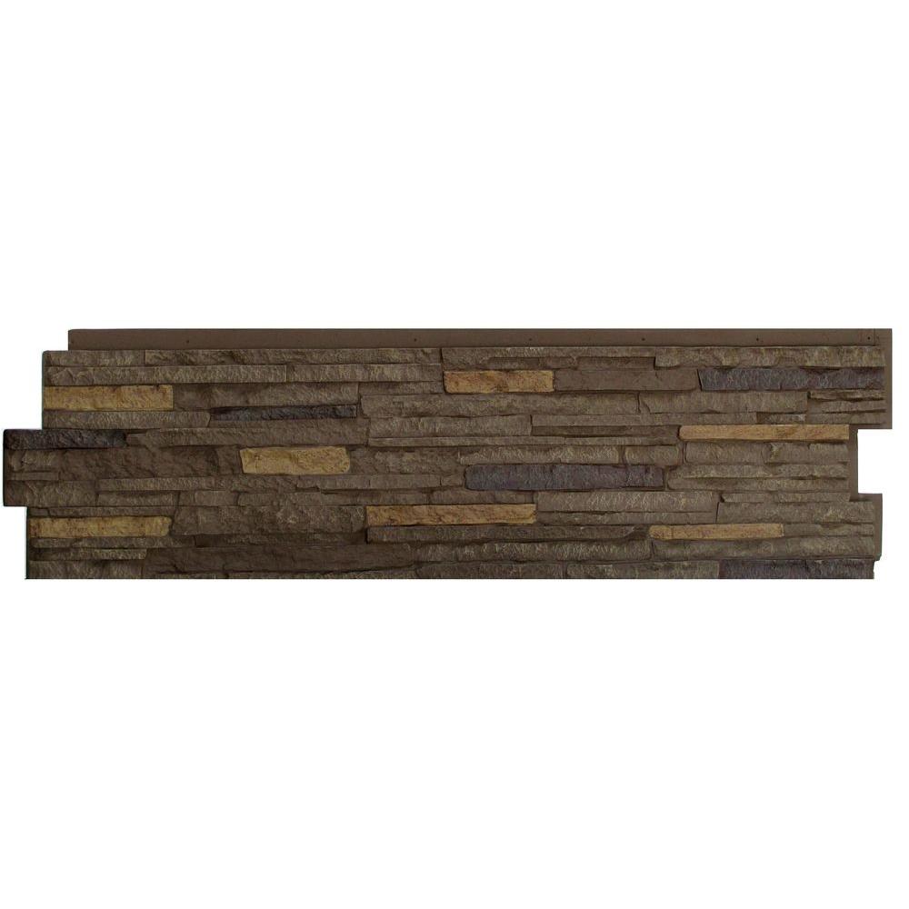 NextStone Stacked Stone Walnut Brown 13.25 in. x 46.5 in. Faux Stone ...