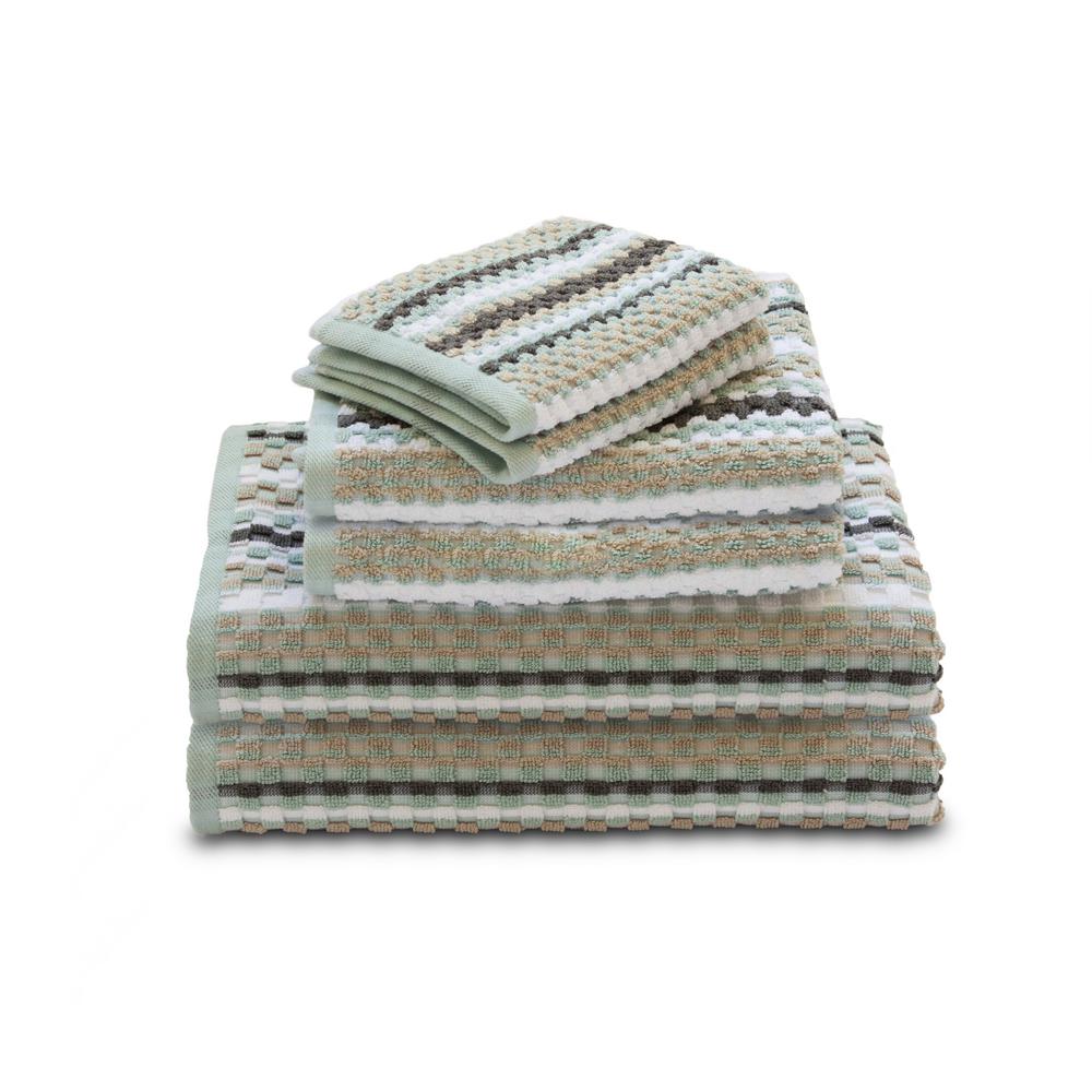 Lintex Waffle 6-Piece Spa Blue Geometric Bath Towel Set-859236 - The ...