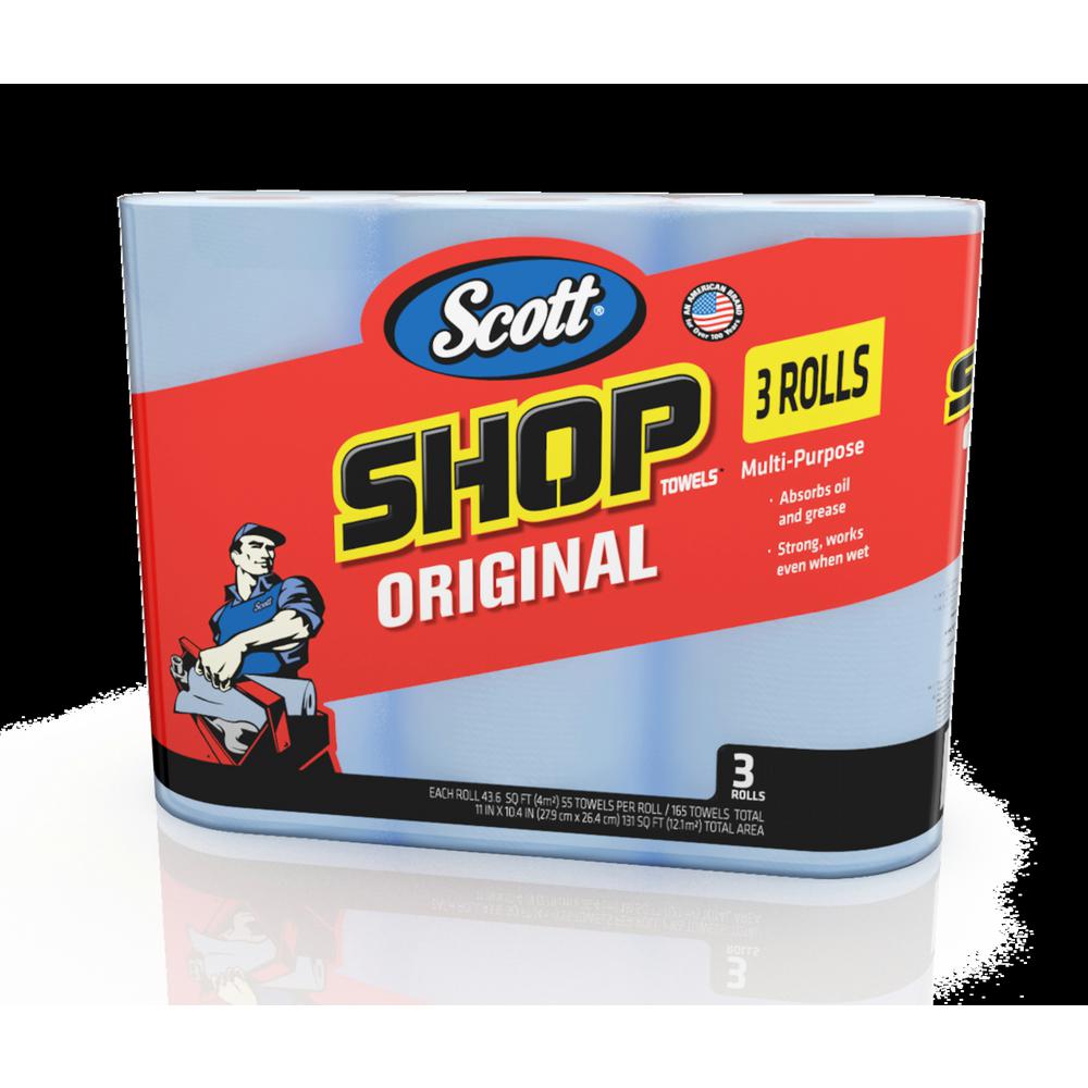 Blue Shop Towels for Solvents & Heavy-Duty Jobs 60 Sheets Scott Shop ...