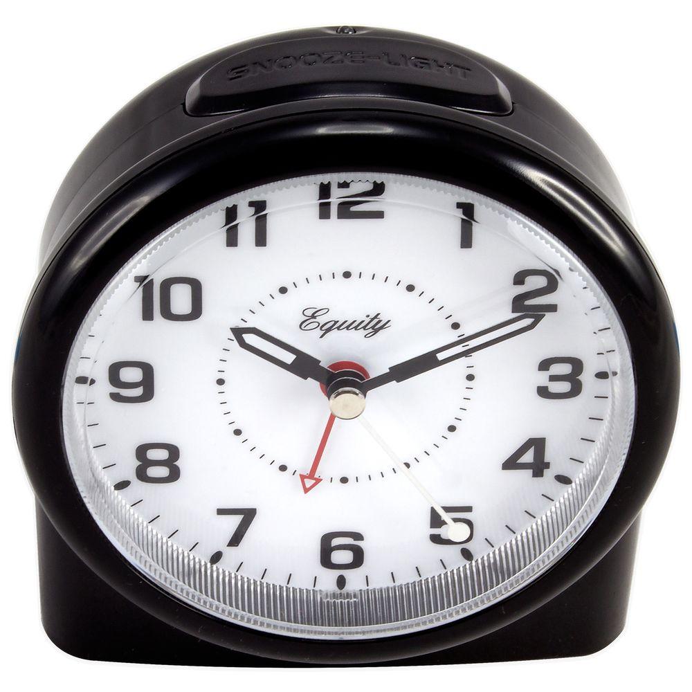 Equity by La Crosse Large 4.72 in. Black Analog Alarm Table Clock with ...