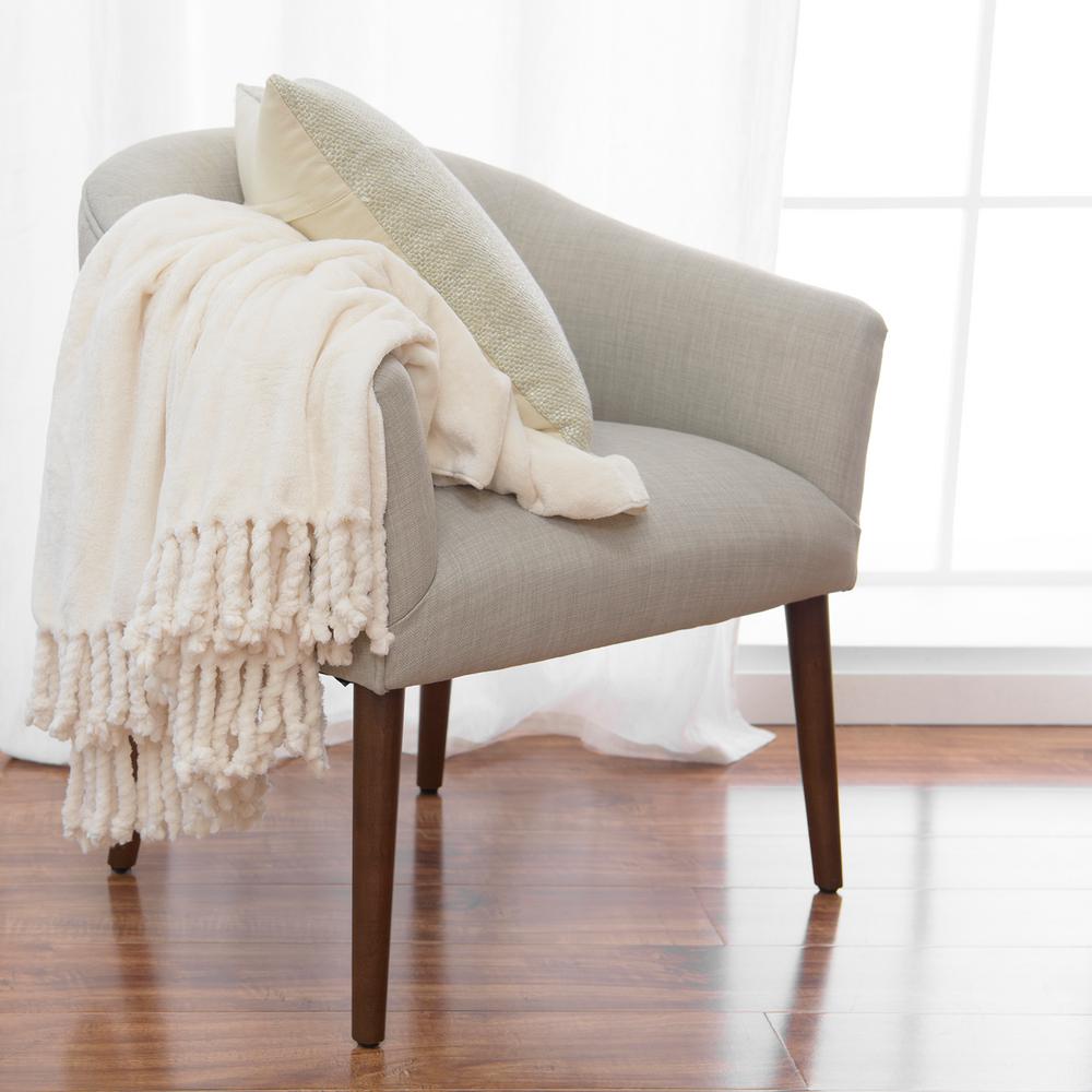 Best Home Fashion Ivory Romantic Throw Blanket THROW_FRINGE-29X60-IVORY ...