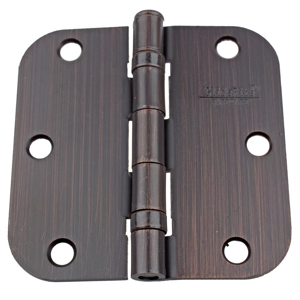 GlideRite 3-1/2 in. Oil Rubbed Bronze Steel Ball-Bearing Door Hinge 5/8 ...