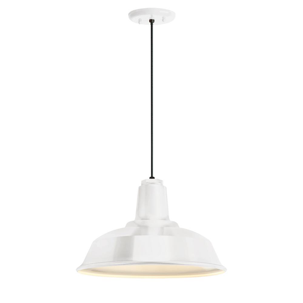 Troy RLM Heavy Duty 16 in. Shade 1-Light Gloss White Finish Pendant ...