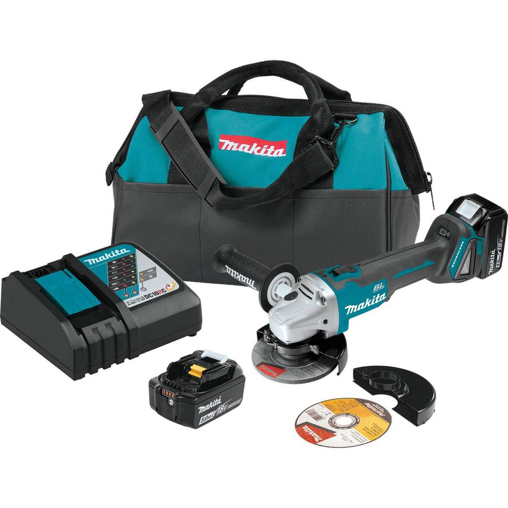Makita 18 Volt 5 0ah Lxt Lithium Ion Brushless Cordless 4 1 2 5 In