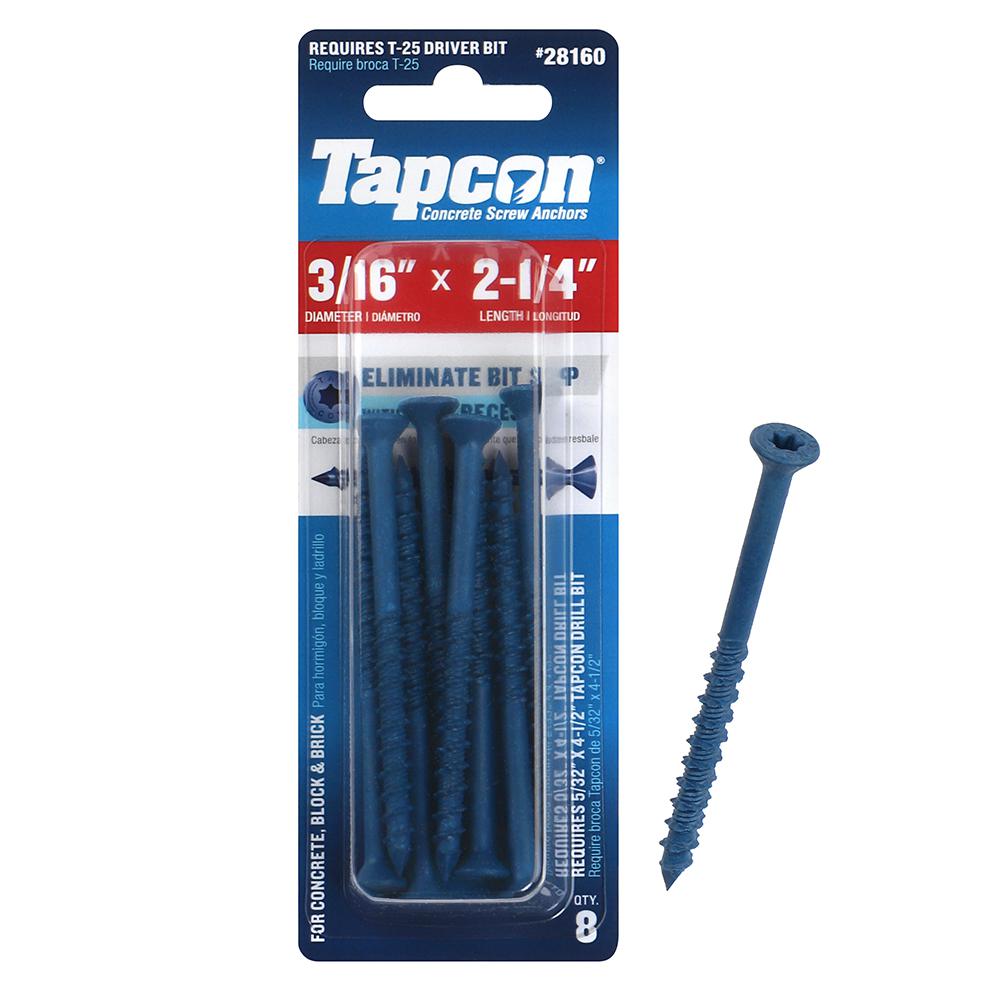 Tapcon 3 16 In X 2 1 4 In Star Flat Head Concrete Anchors 8 Pack