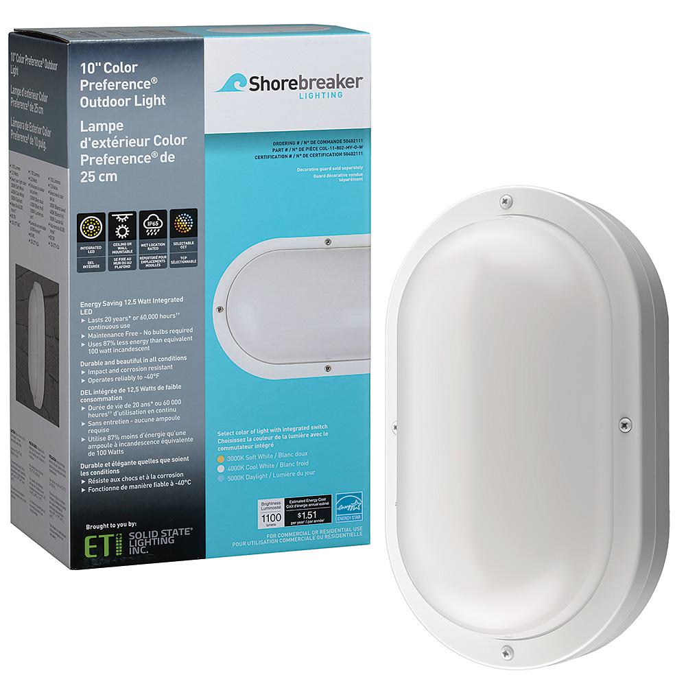 ETi Shorebreaker 10 in. White Round LED Outdoor Bulkhead Light Nautical ...