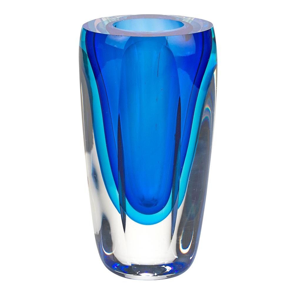 Badash Crystal Azure 6.5 in. H Mouth Blown Thick Walled Decorative Vase ...