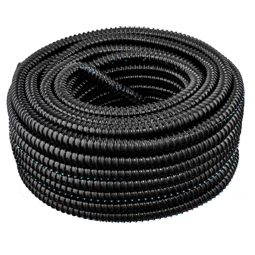 HYDROMAXX 1-1/2 in. Dia x 50 ft. PVC Black Flexible Corrugated Split ...