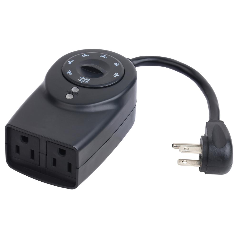 Defiant 2 Outlet Outdoor Light Sensing Timer TM142DOLBD The Home Depot