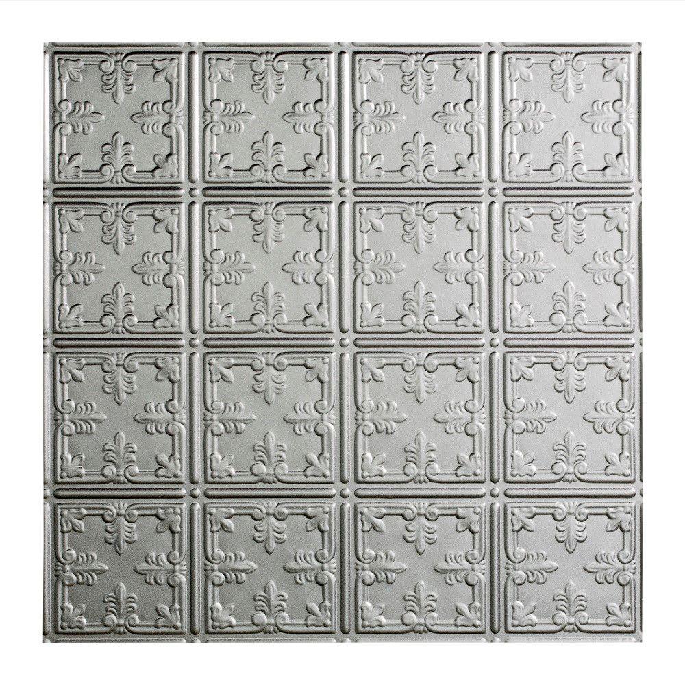 Fasade Traditional 10 - 2 ft. x 2 ft. Lay-in Ceiling Tile in Argent ...