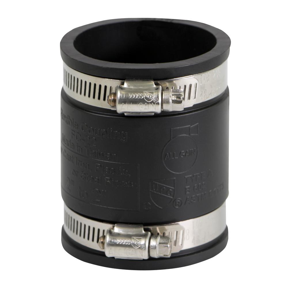The Plumber s Choice 2 In PVC Flexible Coupling With Stainless Steel