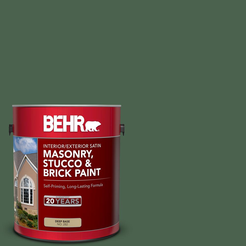 BEHR 1 gal. #S410-7 Equestrian Green Satin Interior/Exterior Masonry ...