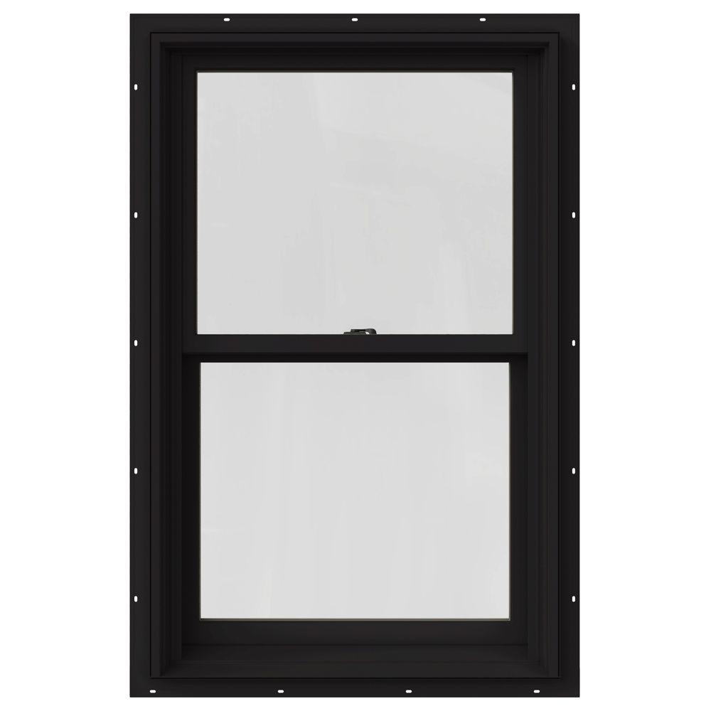 JELD-WEN 25.375 in. x 40 in. W-2500 Series Black Painted Clad Wood ...