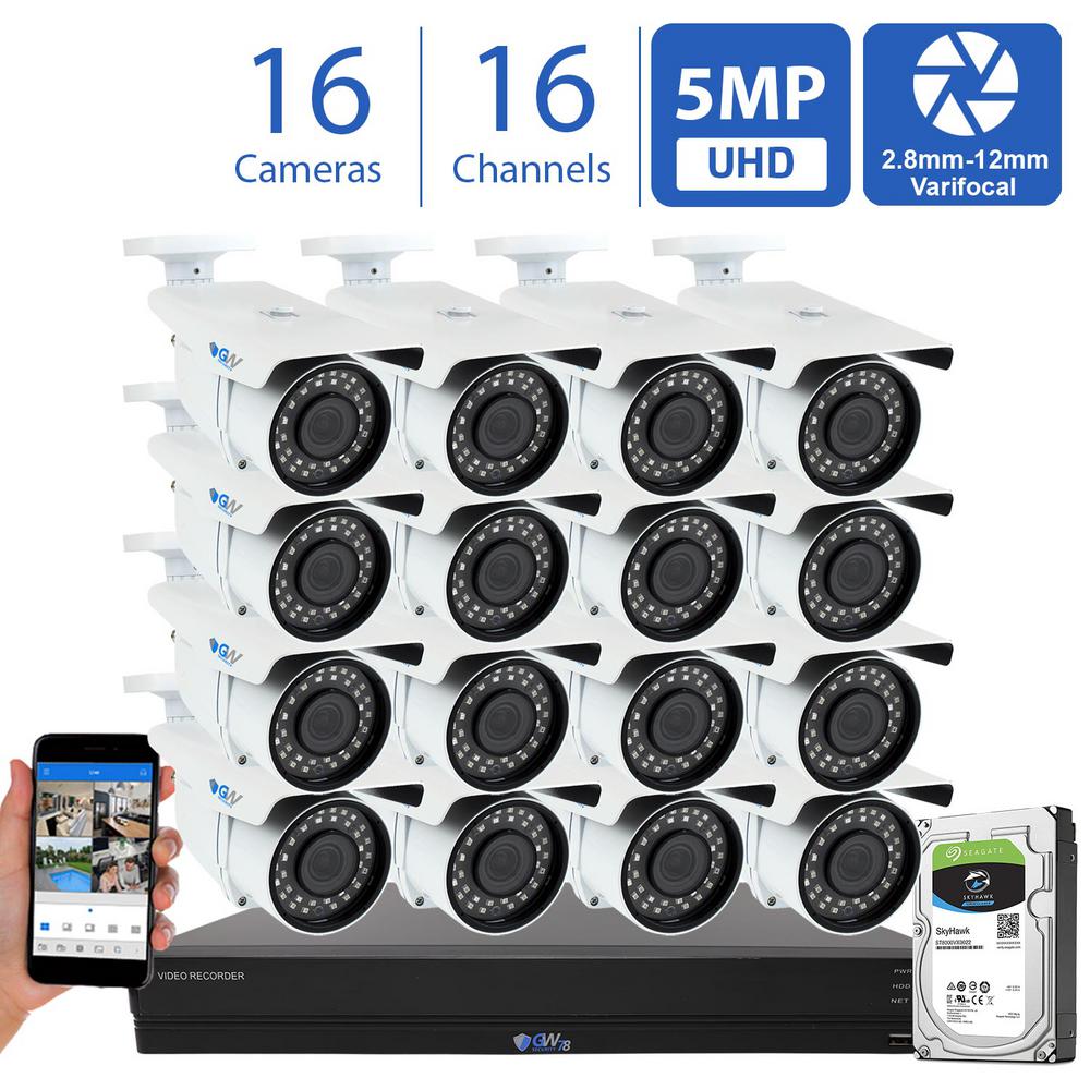 GW Security 16-Channel HD-Coaxial Security System with 16x GW561HD 5-MP ...