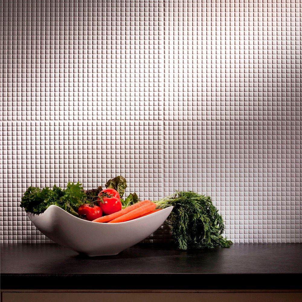 Fasade 18.25 in. x 24.25 in. Matte White Quilted PVC Decorative ...