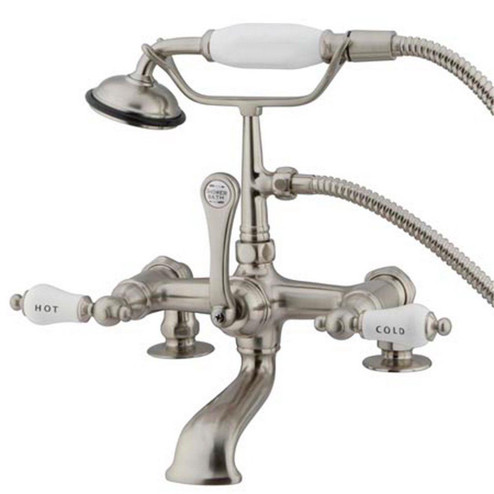 Kingston Brass 3 Handle Deck Mount Claw Foot Tub Faucet With Handshower