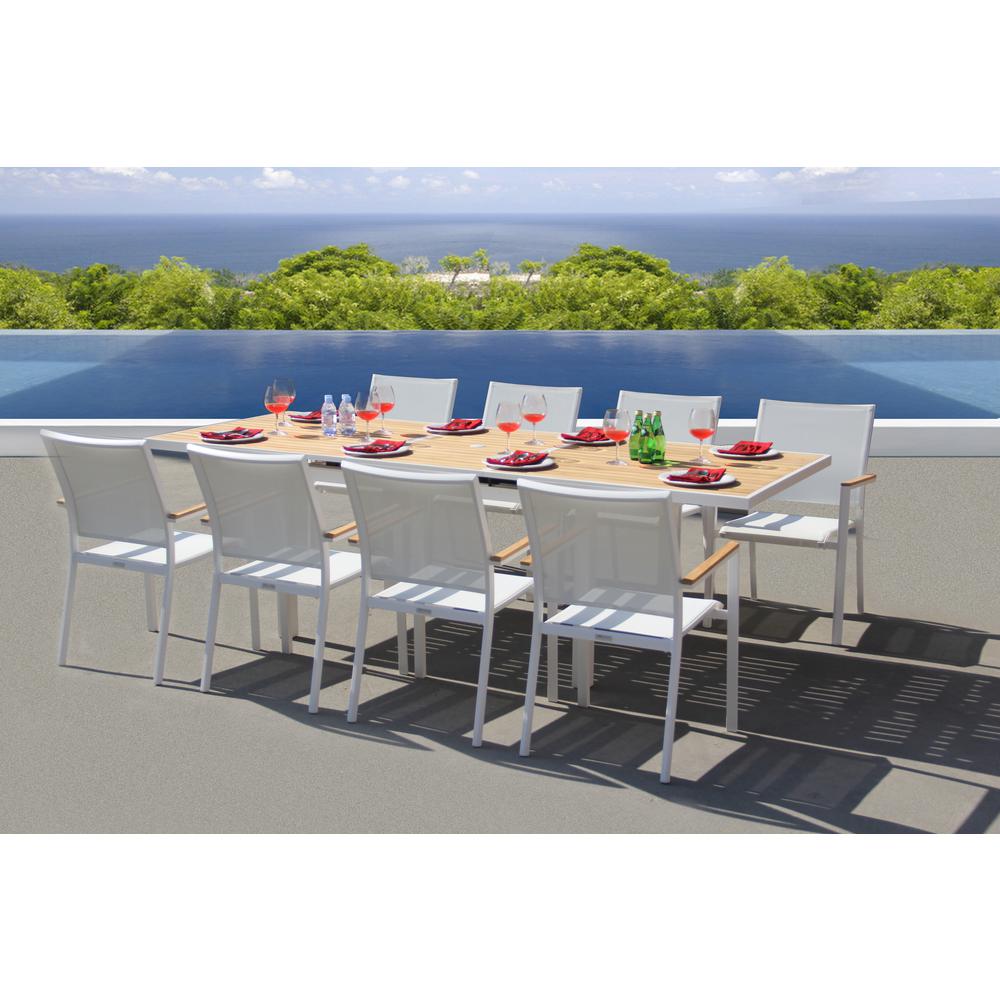 Essence White 9-Piece Aluminum Outdoor Dining Set with Sling Set in ...