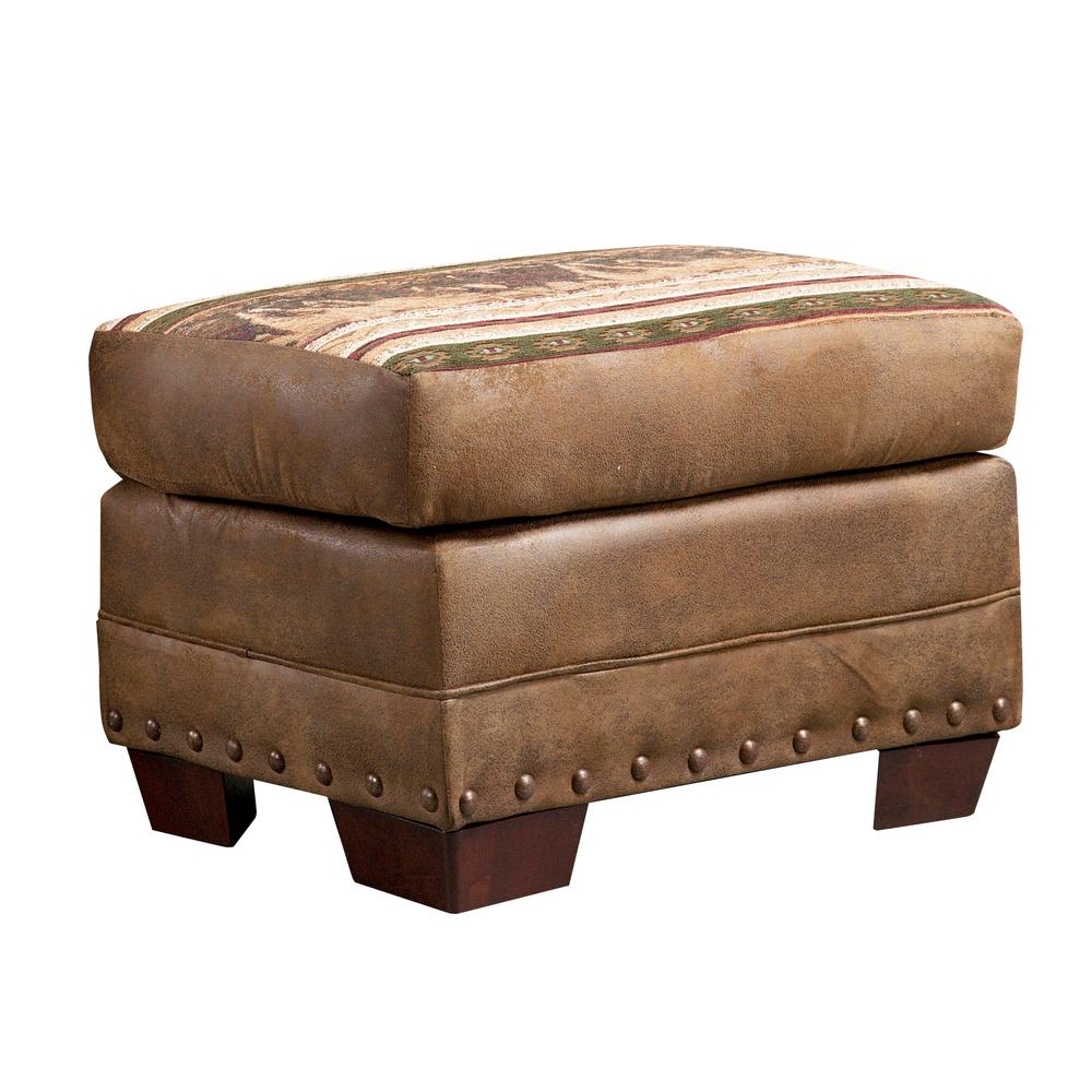 American Furniture Classics Sierra Lodge Rustic Tapestry Ottoman with ...