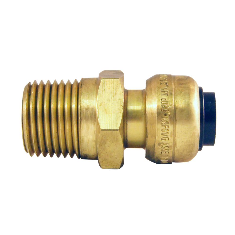 Tectite 3/8 in. (1/2 in. ) Brass Push-To-Connect x 1/2 in. Male Pipe ...
