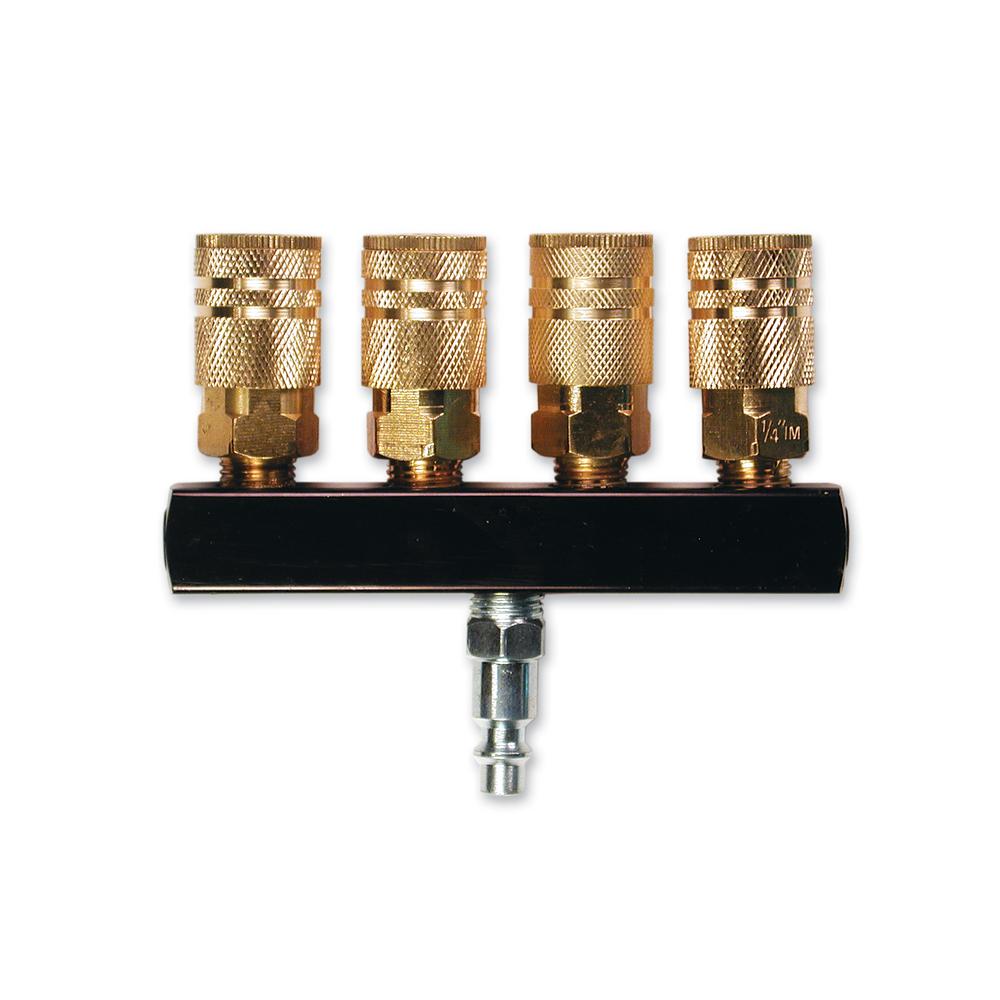 Primefit 4-Way Bar Air Manifold with 1/4 in. 6-Ball Brass Couplers ...
