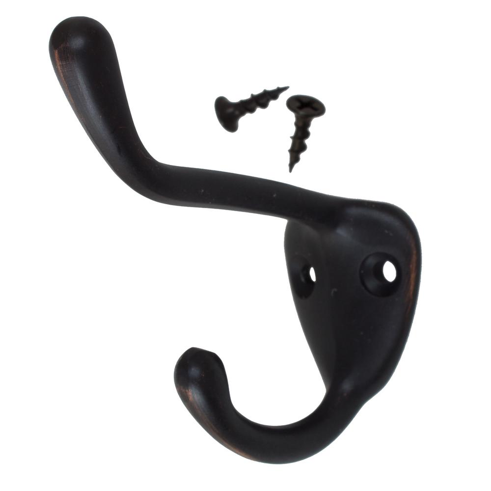 GlideRite 1-3/4 in. x 1-1/2 in. Oil Rubbed Bronze Small Robe/Coat Hooks ...