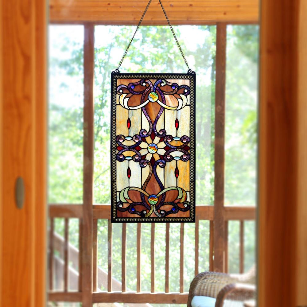River of Goods Amber Stained Glass Brandi's Window Panel-13270 - The ...