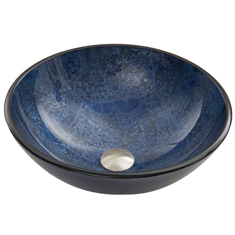 VIGO Glass Vessel Sink in Indigo Eclipse-VG07054 - The Home Depot VIGO Glass Vessel Sink in Indigo Eclipse-VG07054 - The Home Depot