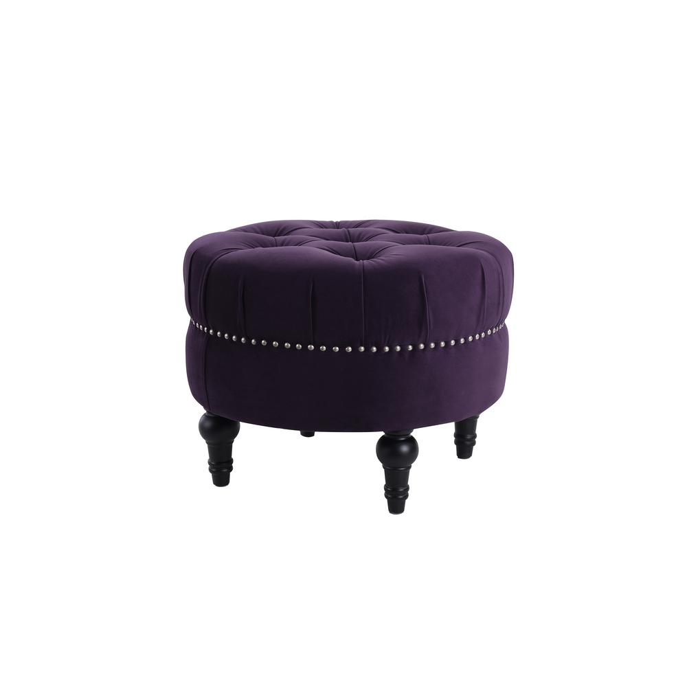 Jennifer Taylor Dawn Purple Tufted Round Ottoman 84190-864 - The Home Depot